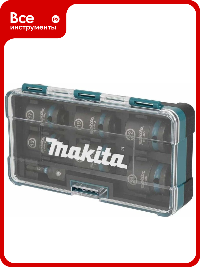 Набор ударных торцовых головок Impact Black (7 шт; 13, 17, 19, 21, 22, 24 мм; адаптер; 1/2") Makita E-16592