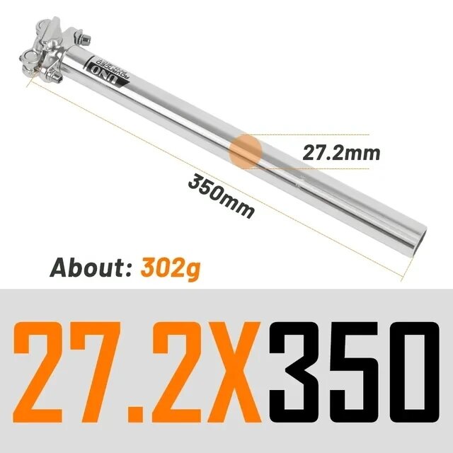UNO Алюминиевый подседельный штырь для велосипеда Белый, silver 27.2x350mm