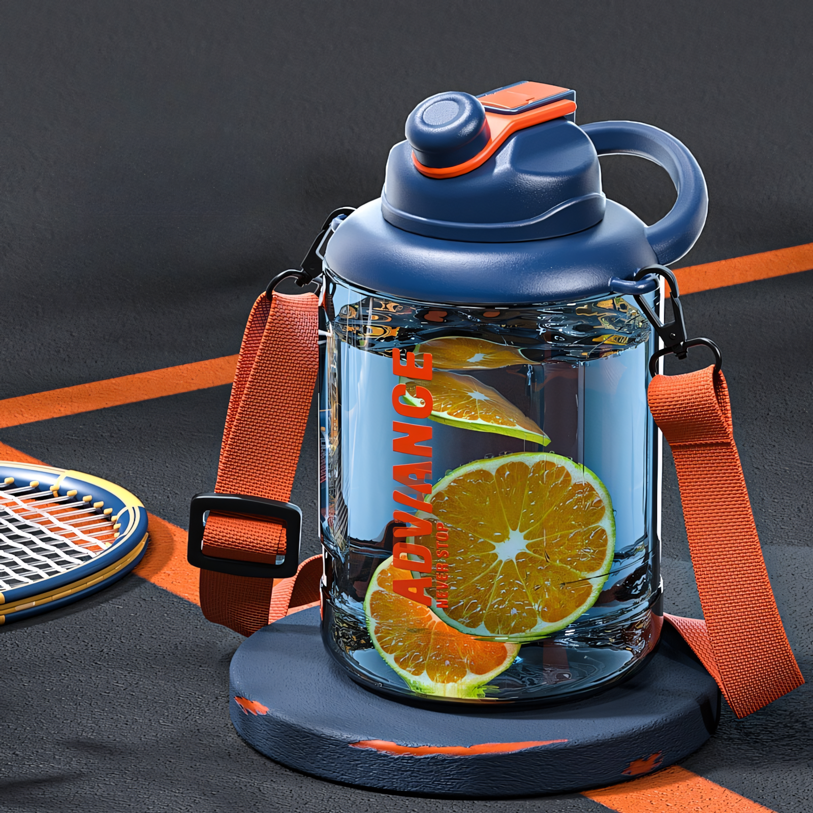 Термостойкая спортивная бутылка, объем 2500 мл, цвет темно-синий, тритан