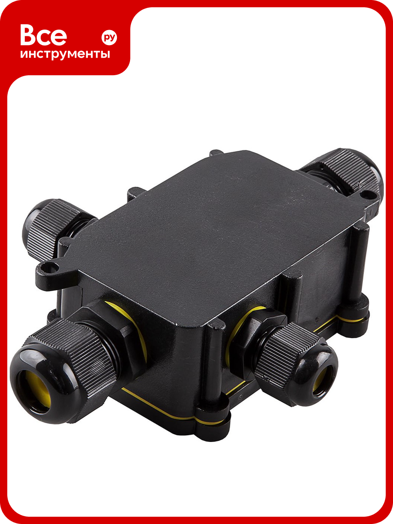 Распределительная коробка STEKKER LD524, водонепроницаемая на 4 выхода, 450V, 140x100x36, черный 49122