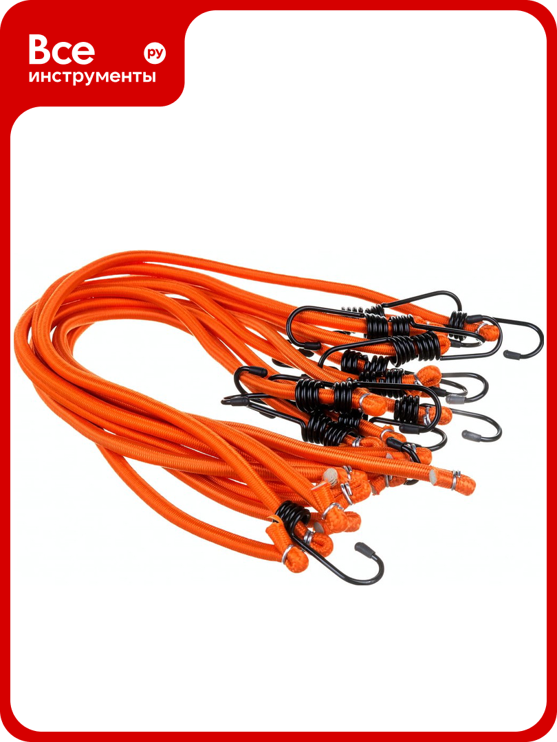 Набор резинок-стяжек Airline 10 шт, 60 см, D-8 мм, металлические крючки AS-R-15, крепления груза