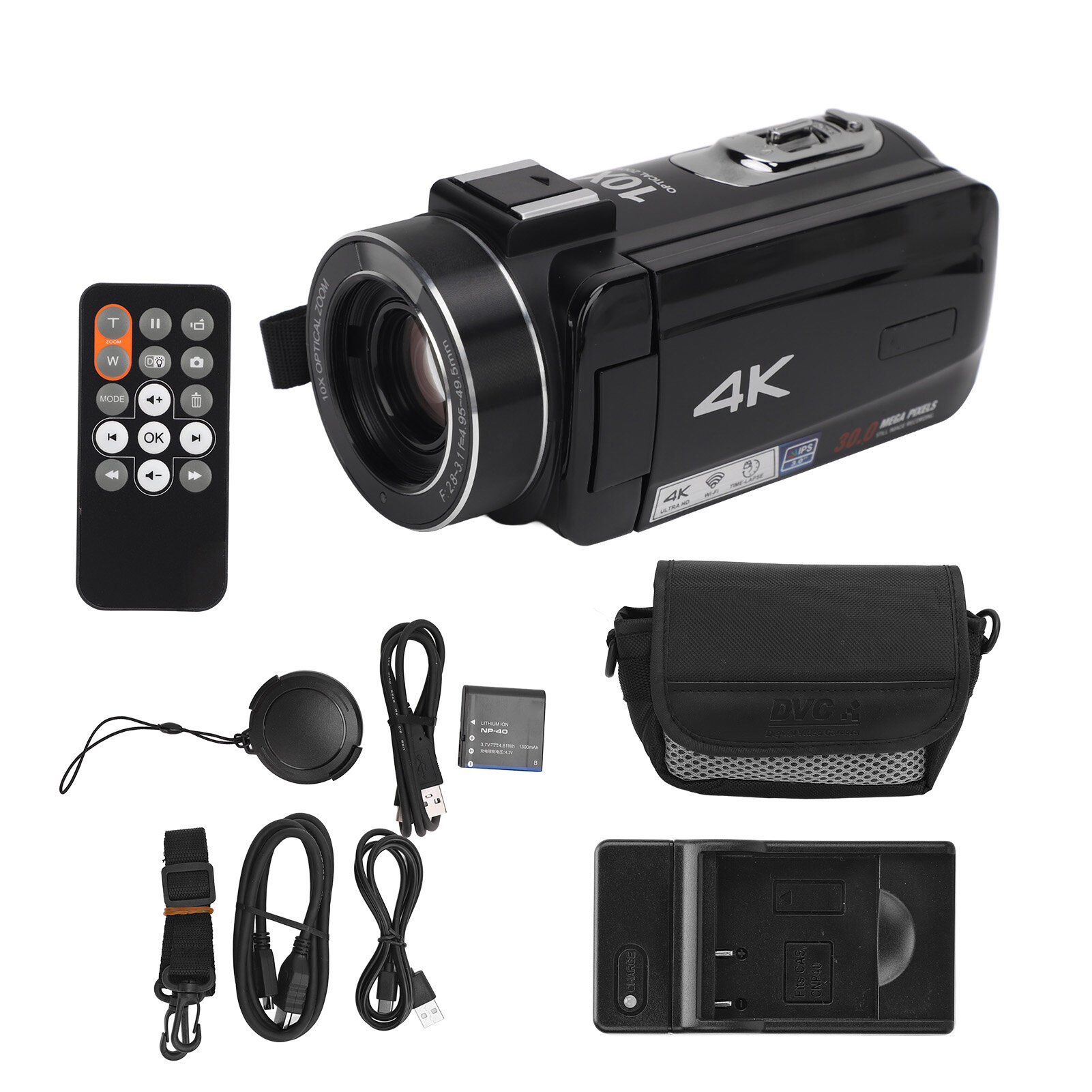 Цифровая видеокамера 4K 3MP 10x оптический масштаб на 180 ° Вращающийся 3 -дюймовый сенсорный экран IPS 6 оси против горячего порта Hot Shoe видеокамера камера для путешествий