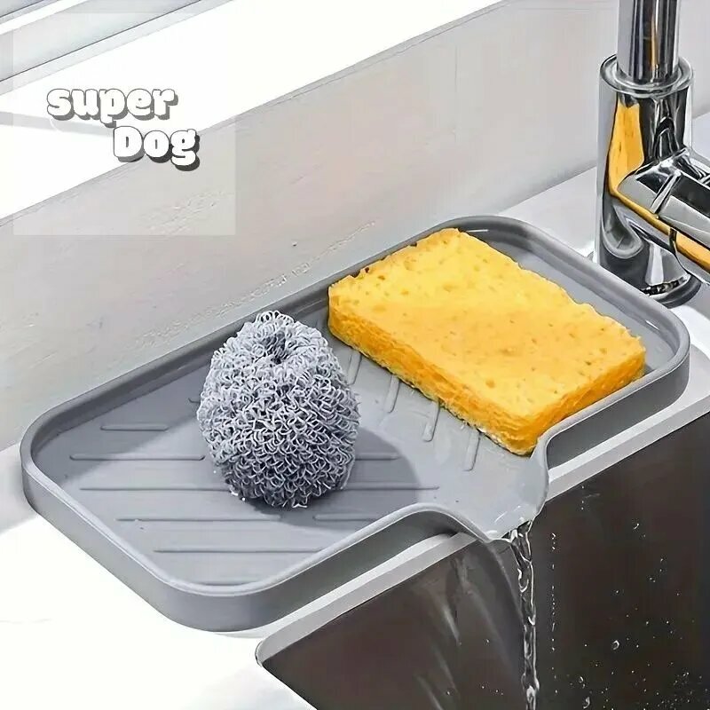 Поддон под мойку "Без бренда", нержавеющая сталь, резиновый, серый, прямоугольный