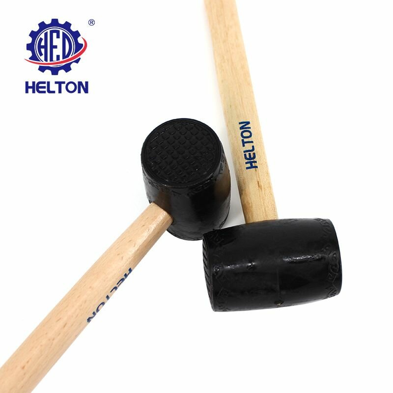 Нескользящий черный резиновый молоток, деревянная ручка, плоская верхняя часть, молоток, светло-желтый
