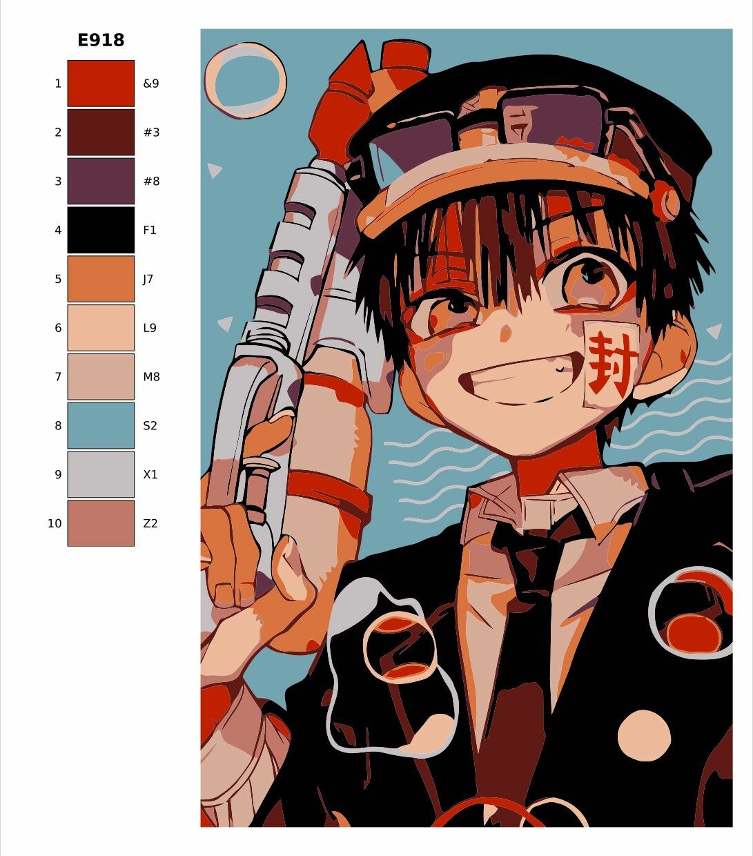 Детская Картина по номерам E918 "Аниме туалетный мальчик Ханако" 20x30