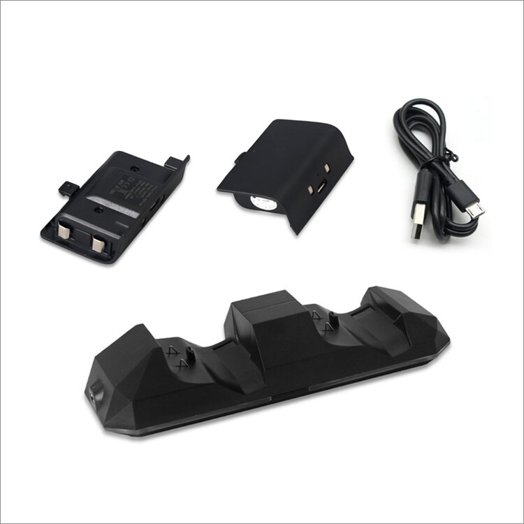 Зарядная станция с аккумуляторами MyPads для геймпадов Xbox One S/X (черная, Dual Charging Dock DOBE TYX-695)