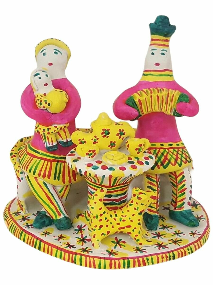 Чаепитие 14-18 см, Филимоновская глиняная игрушка, ручная авторская работа