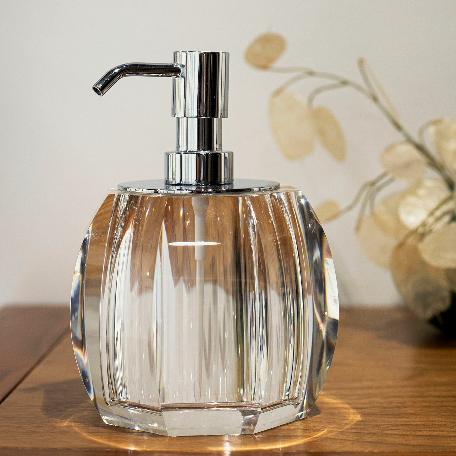Хрустальный дозатор для мыла, латунь, хром, прозрачный, 200мл