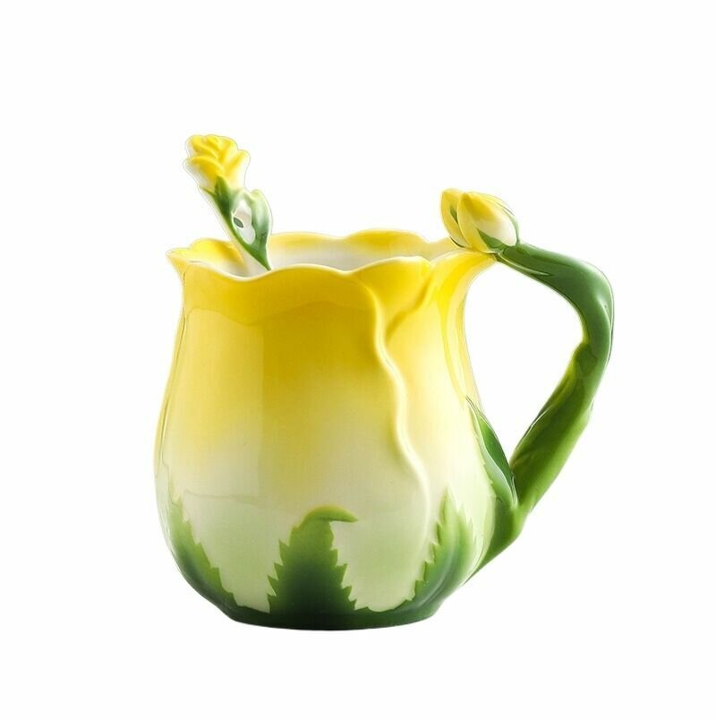 Кофейная чашка керамическая в форме цветка розы, 320 мл