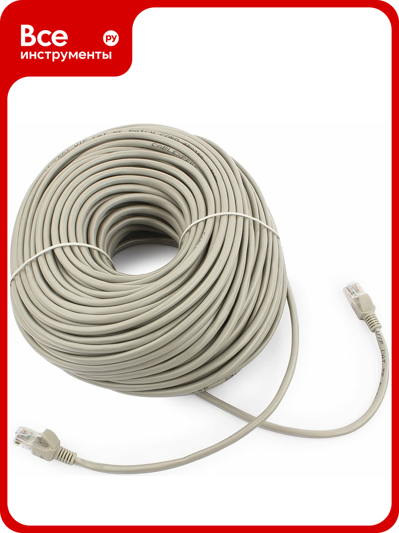 Литой патч-корд Cablexpert UTP категории 5e, 50м, многожильный, серый