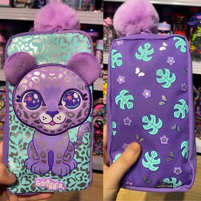 Пенал Smiggle, для начальной и средней школы, фиолетовый, с мультяшным принтом