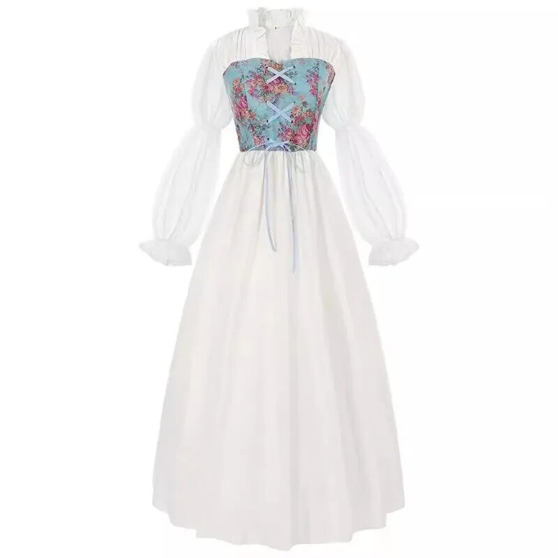 Женское платье-корсет в стиле Ренессанс S, Белый, белый