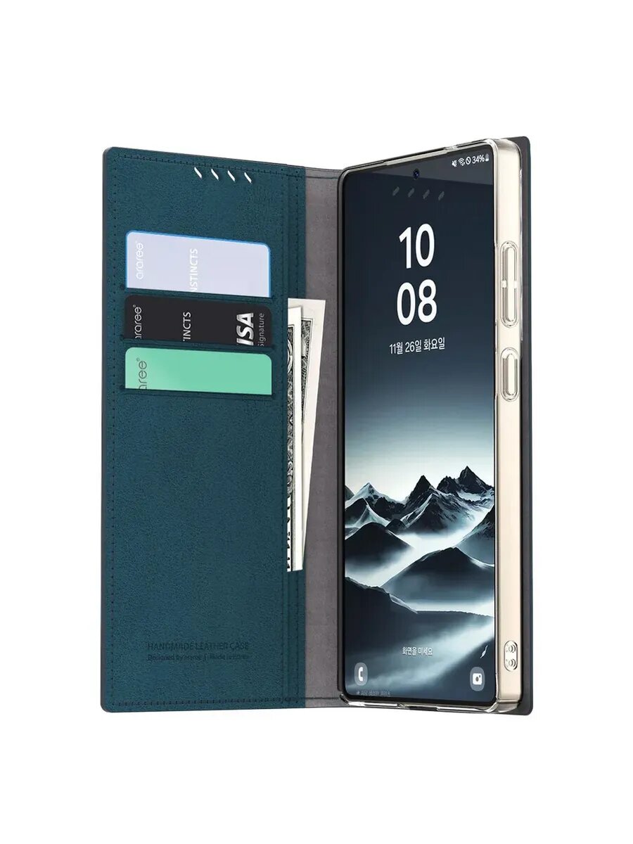 Чехол-книжка на Samsung Galaxy S25 Ultra Araree Mustang Diary, цвет: синий