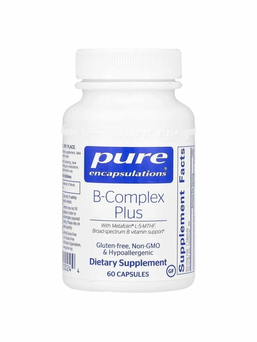 Pure Encapsulations, B-Complex Plus, витамины группы B, 60 капсул