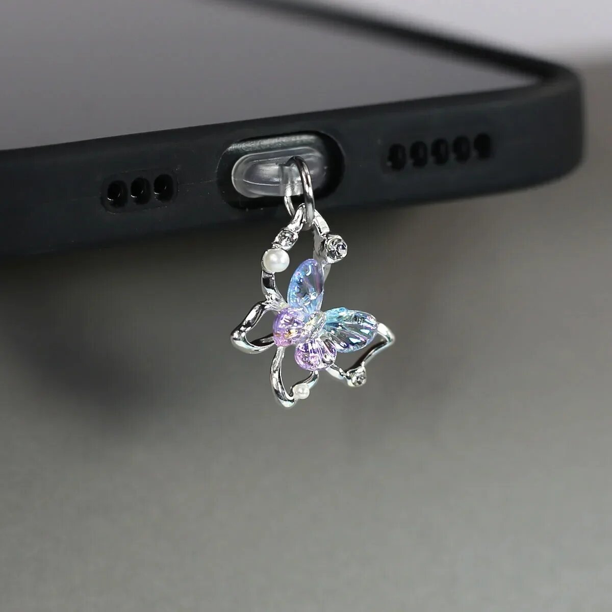 Подвеска с пылезащитной заглушкой для мобильного телефона, новая бабочка с искусственным жемчугом и бриллиантами, аксессуар, украшение для порта IPhone Type-c, 32 for type-c
