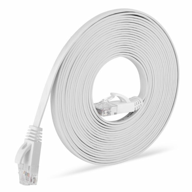Кабель Ethernet 15M Cat6 Плоские интернет -сети RJ45 LAN Patches Замена аксессуаров для ноутбуков, Белый - 5m