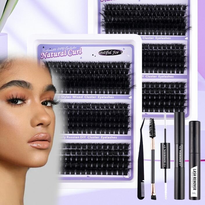 Набор накладных ресниц 3D300, большой объем, изгиб D, натуральный завиток, DIY=v=