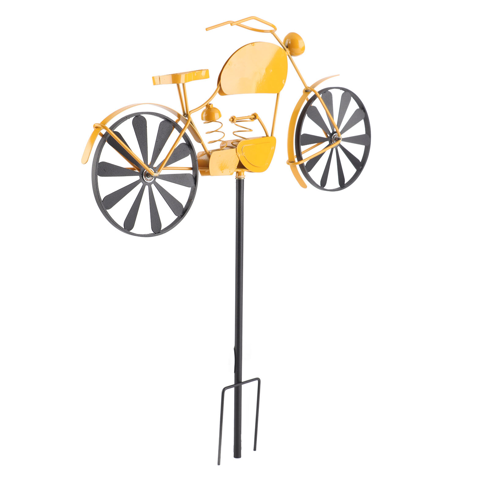 Ветряные вертушки в виде мотоцикла для сада, винтажное украшение на колышек, деревенский желтый цвет.