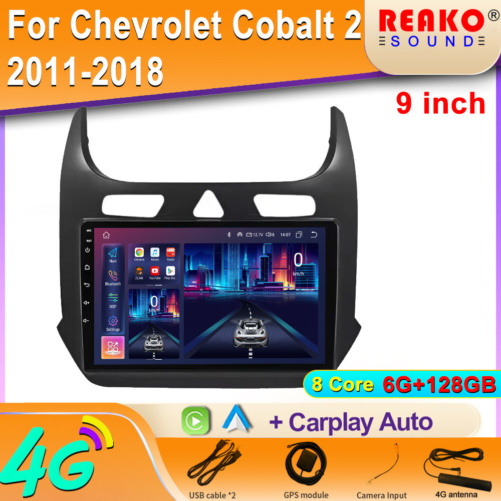 Магнитола для Chevrolet Cobalt 2 2011-2018 , с камерой заднего вида. IPS экран 9 дюймов, Wifi 2din с сенсорным экраном, usb и блютузом.