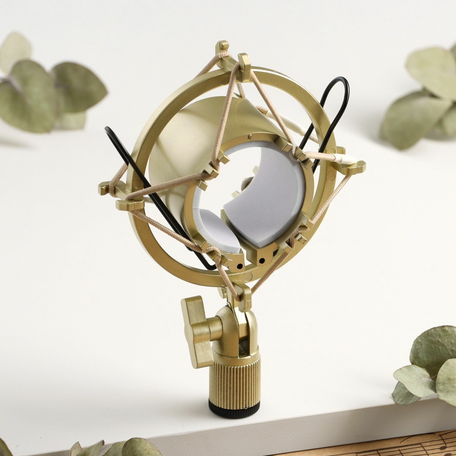 Держатель для микрофона F02, паук, d=4.5/5 см, 10.5x15 см, молочный