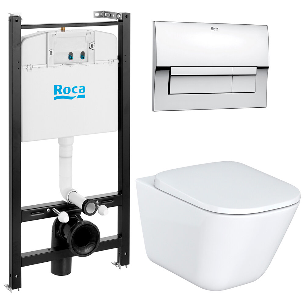 Комплект Roca The Gap 7.8931.0.410.0 (инсталляция + кнопка + унитаз + сиденье)