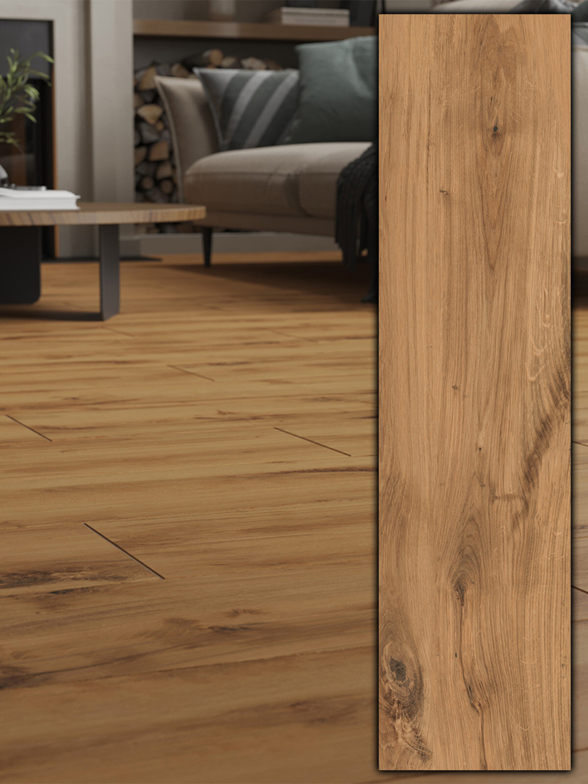 Керамогранит Cersanit Timber Land Бежевый 21,8x89,8, под дерево, матовый, рельеф, цена за упаковку (6 плиток - 1,174 кв. м)