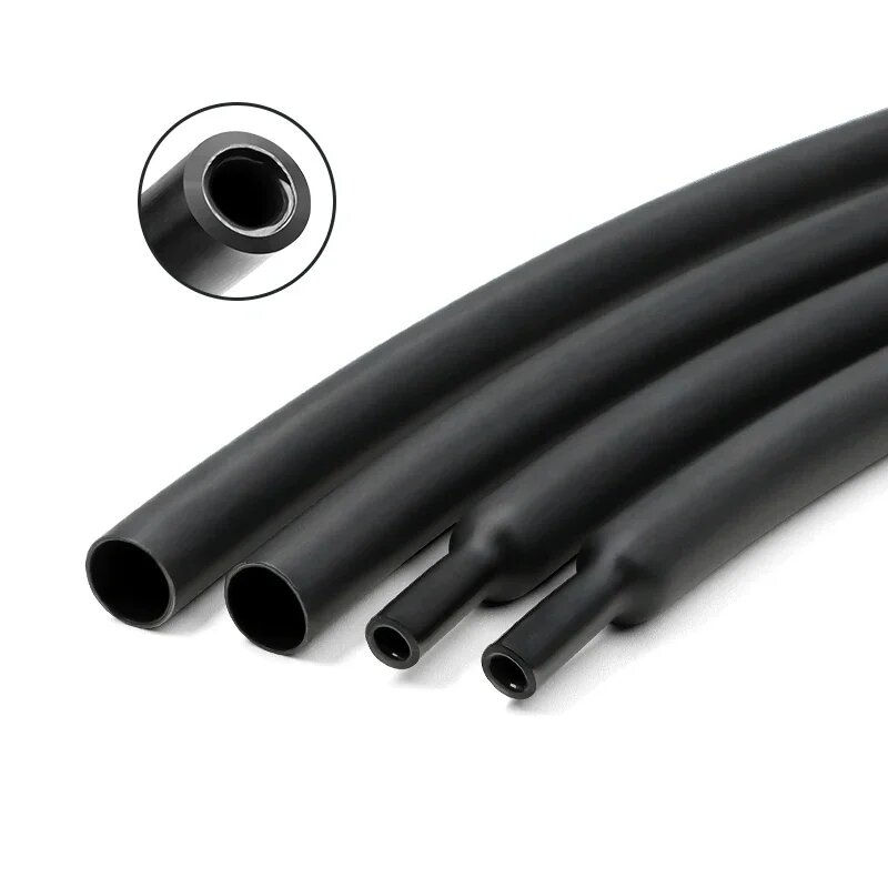 Термоусадочная трубка с клеевым слоем 3:1 PE+EVA 1 м 1.6/2.4/3.2/4.8/6.4/7.9/9.5/12.7/30/50 мм Black, 4mm