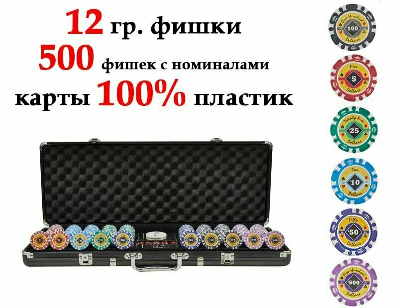 Набор для покера Crown на 500 фишек 12г, Partida