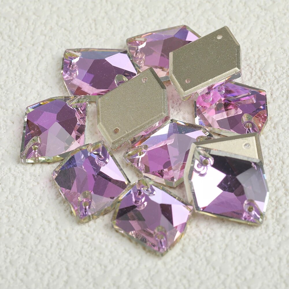 Стразы стеклянные 9X12mm, K9 PINK lilac, 10 шт.