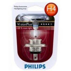 Лампа 12v h4 60/55w +60% visionplus 1 шт. блистер Philips арт. 12342vpb1