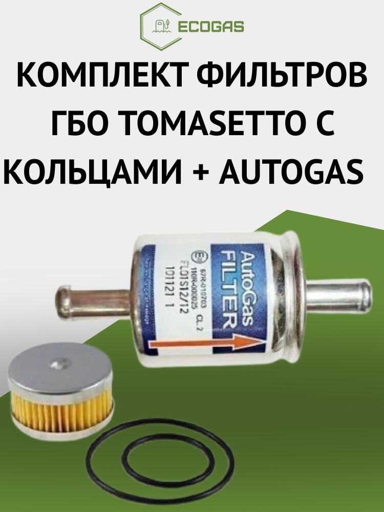 Комплект фильтров грубой и тонкой очистки ГБО TOMASETTO с кольцами + AUTOGAS 12/12 (1 комплект)