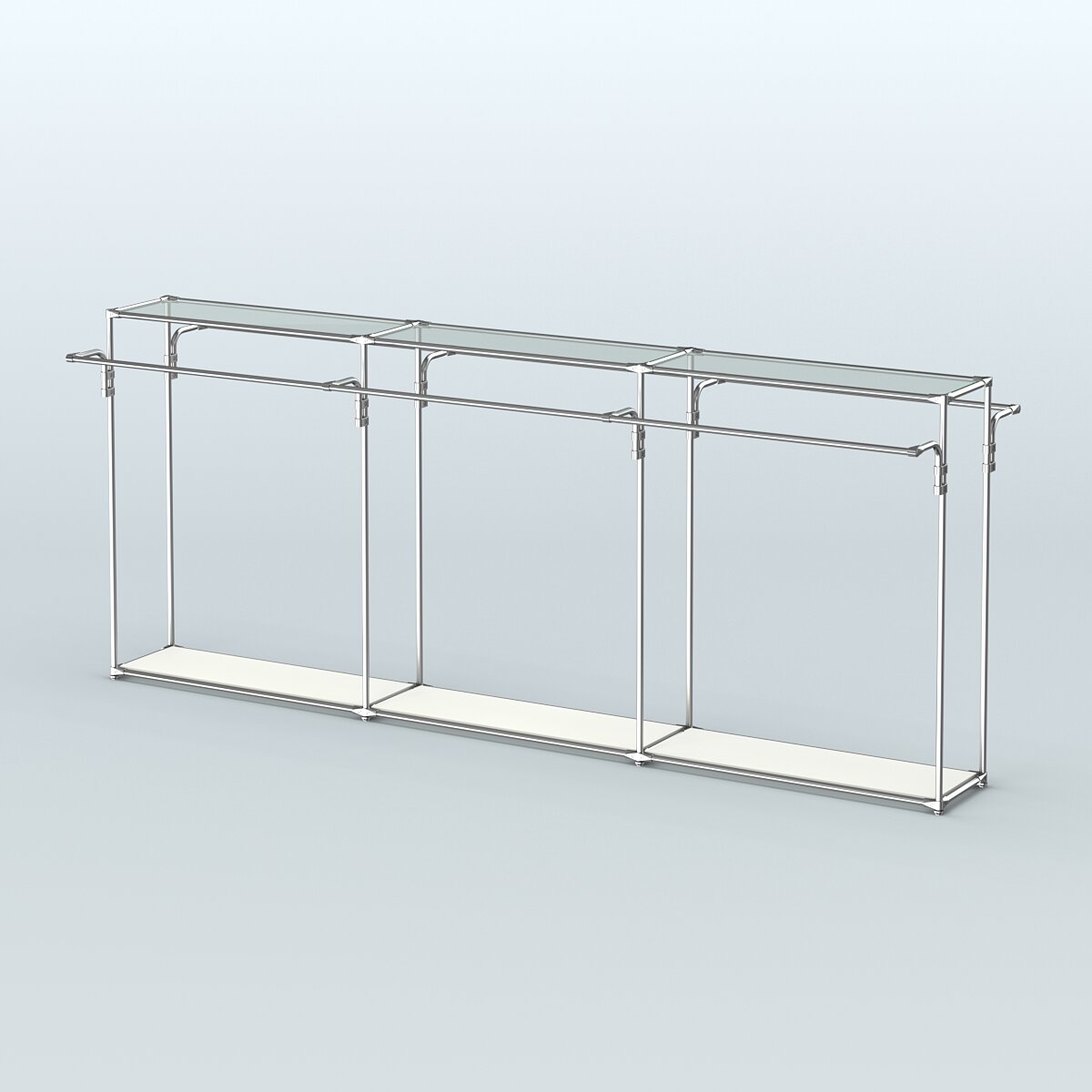 Островная торговая система хром 3600 мм с поручнями №2, Белый