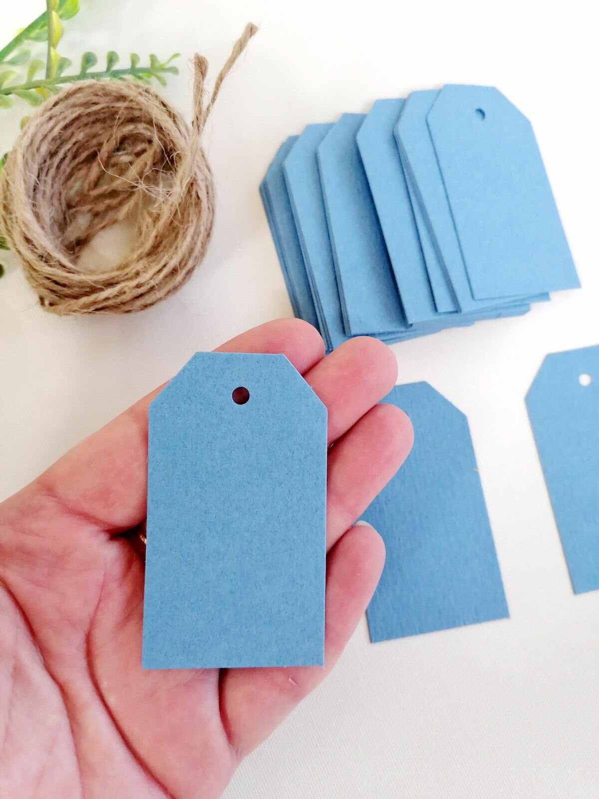 Бирки для подарков Теги 30 шт+шпагат, Деним