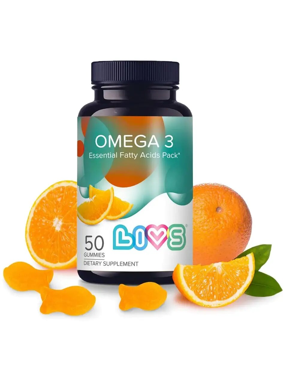 Витамин LIVS Омега-3, пастилки мармеладные, со вкусом апельсина, 50 шт.