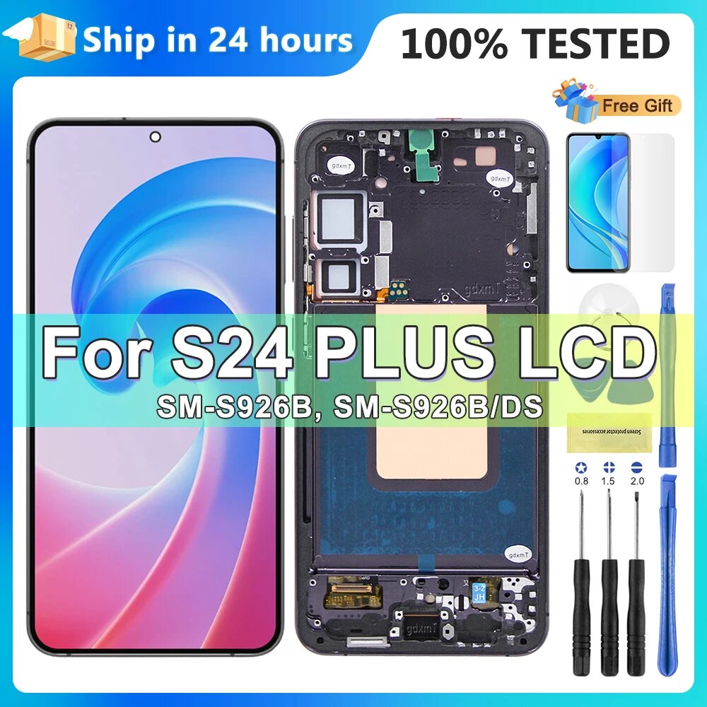 6,7 'AMOLED для Samsung S24 Plus ЖК-дисплей с сенсорным экраном S24+ S926B S926B/DS S926E с запасными частями в рамке EU Yellow Frame