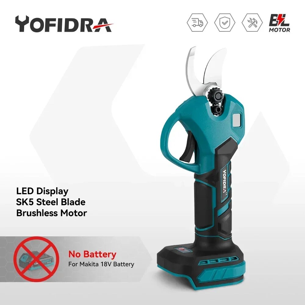 Yofidra Бесщеточные электрические секаторы 30 мм 18В, No Battery