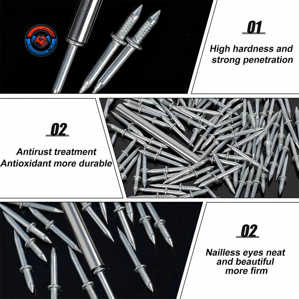 Бесшовные гвозди с двойной головкой для плинтуса и фото, углеродистая сталь, не требуют сверления, 100 шт в комплекте с инструментом