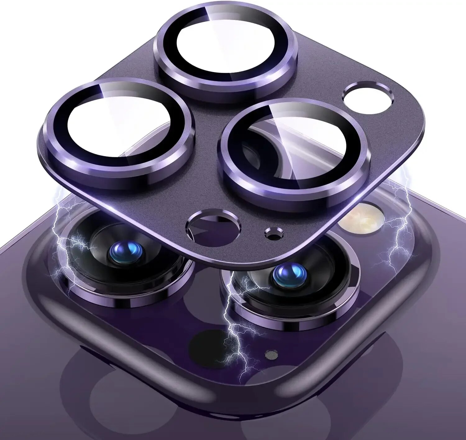 Металлическая защита объектива камеры для IPhone 16 15 Pro Max 14 Plus 13 For iphone 13, фиолетовый