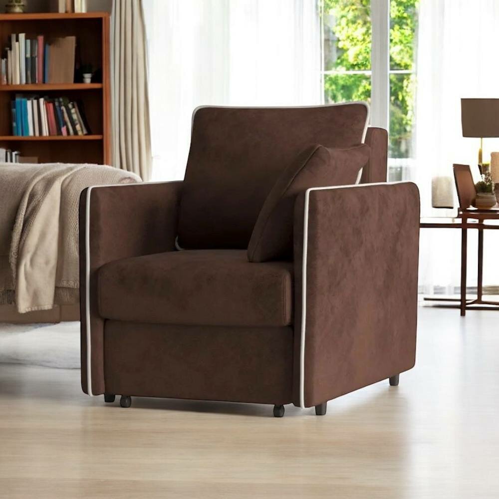 Кресло-кровать Cardinal, Для Дома, Антивандальный велюр, Цвет: коричневый