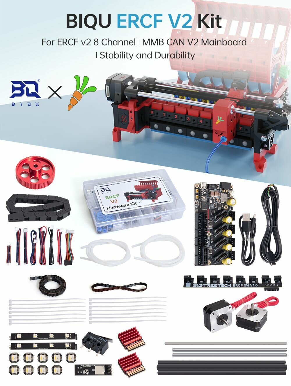 BIGTREETECH ERCF V2, высококачественный комплект оборудования, прецизионный металлический редуктор с ЧПУ, надежность MMB CAN, модернизация 3D-принтера для Voron Trident