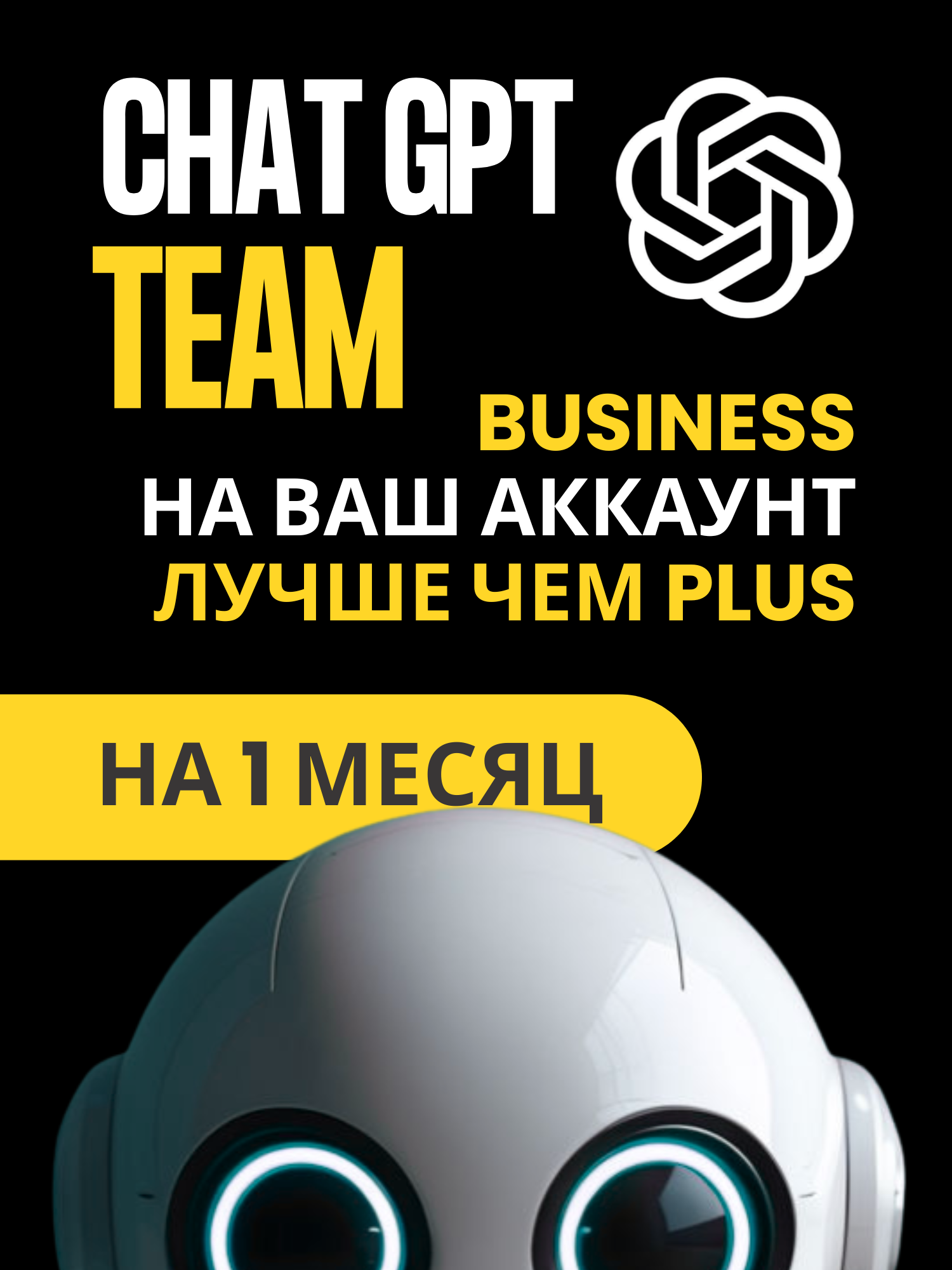 Подписка ChatGPT Business Team на личный аккаунт 1 месяц - лучше чем Chat Gpt Plus