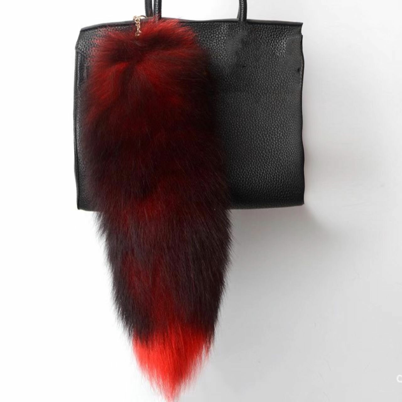 Хвост для квадробики на карабине серый белый длинный пушистый / кошка / для квд