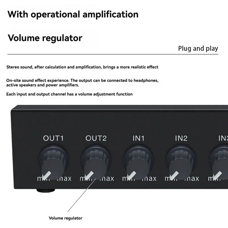 Аудиопереключатель AUX 4 входа 2 выхода Black EU PLUG