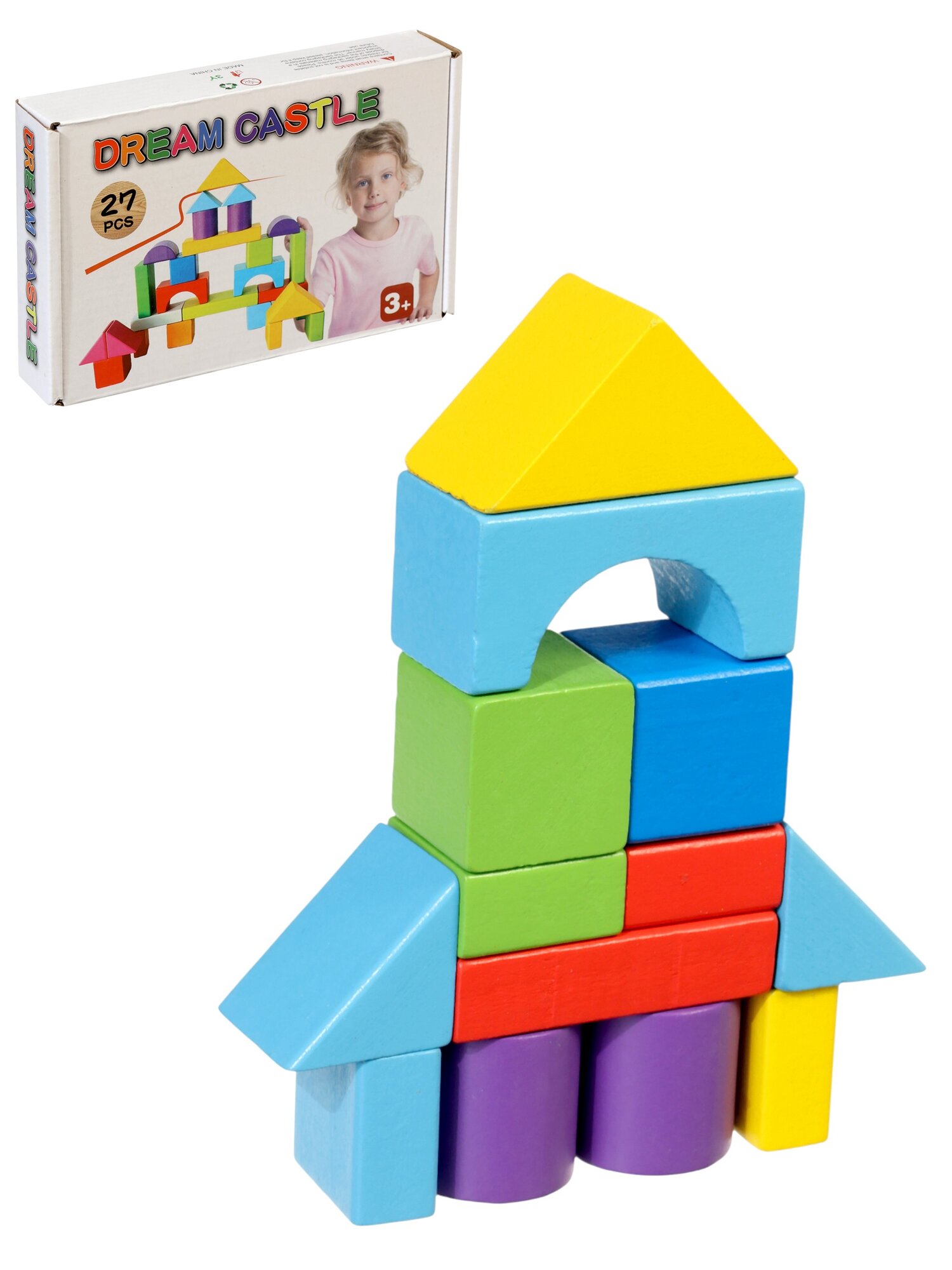 Кубики детские деревянные, 27 деталей, 3+, развитие моторики