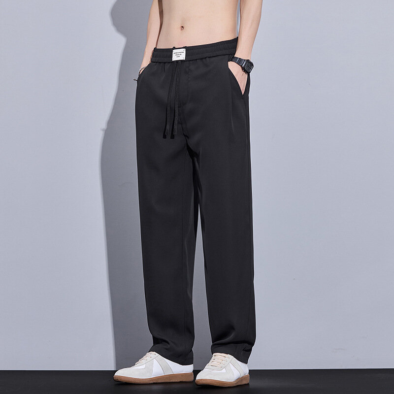 Слим тапер KLQ Круто Новые широкие штаны мужские широкие брюки с драпировкой прямые повседневные длинные, Размер_L