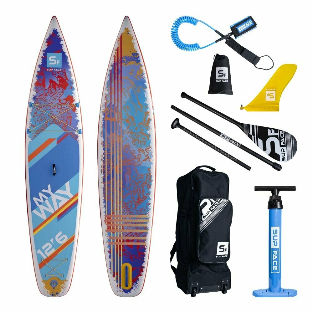 Сапборд SUP face My Way 12.6x32x6 (381x81x15 см) надувной двухслойный / доска для плавания сап борд / Sup board, SUP-доска