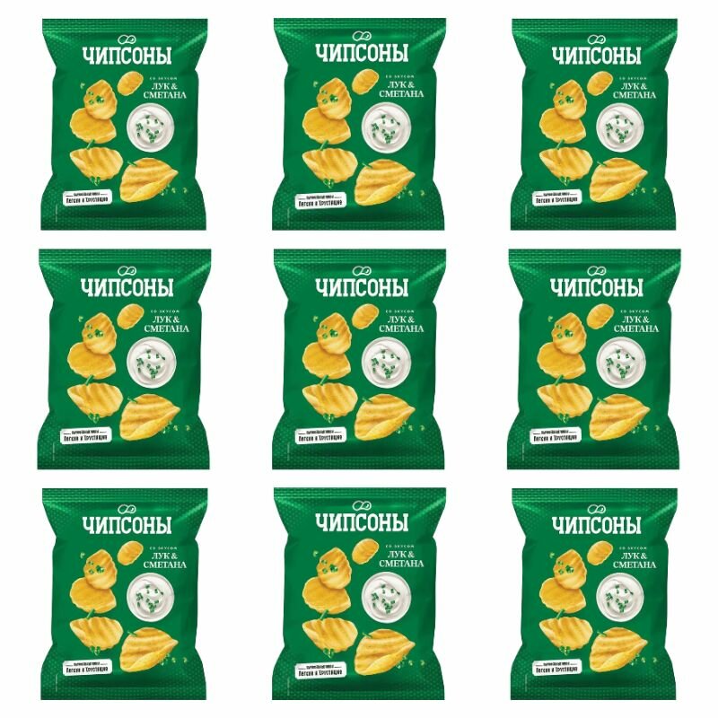 Чипсоны чипсы картофельные, сметана с луком, 40 г, 9 упаковок