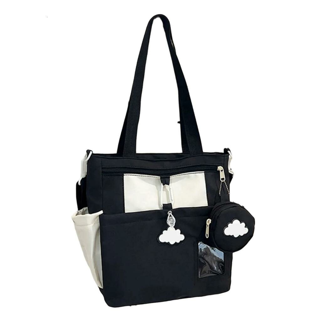 Модная универсальная маленькая, свежая, вместительная студенческая переносная сумка-мессенджер для студентов в классе-черный