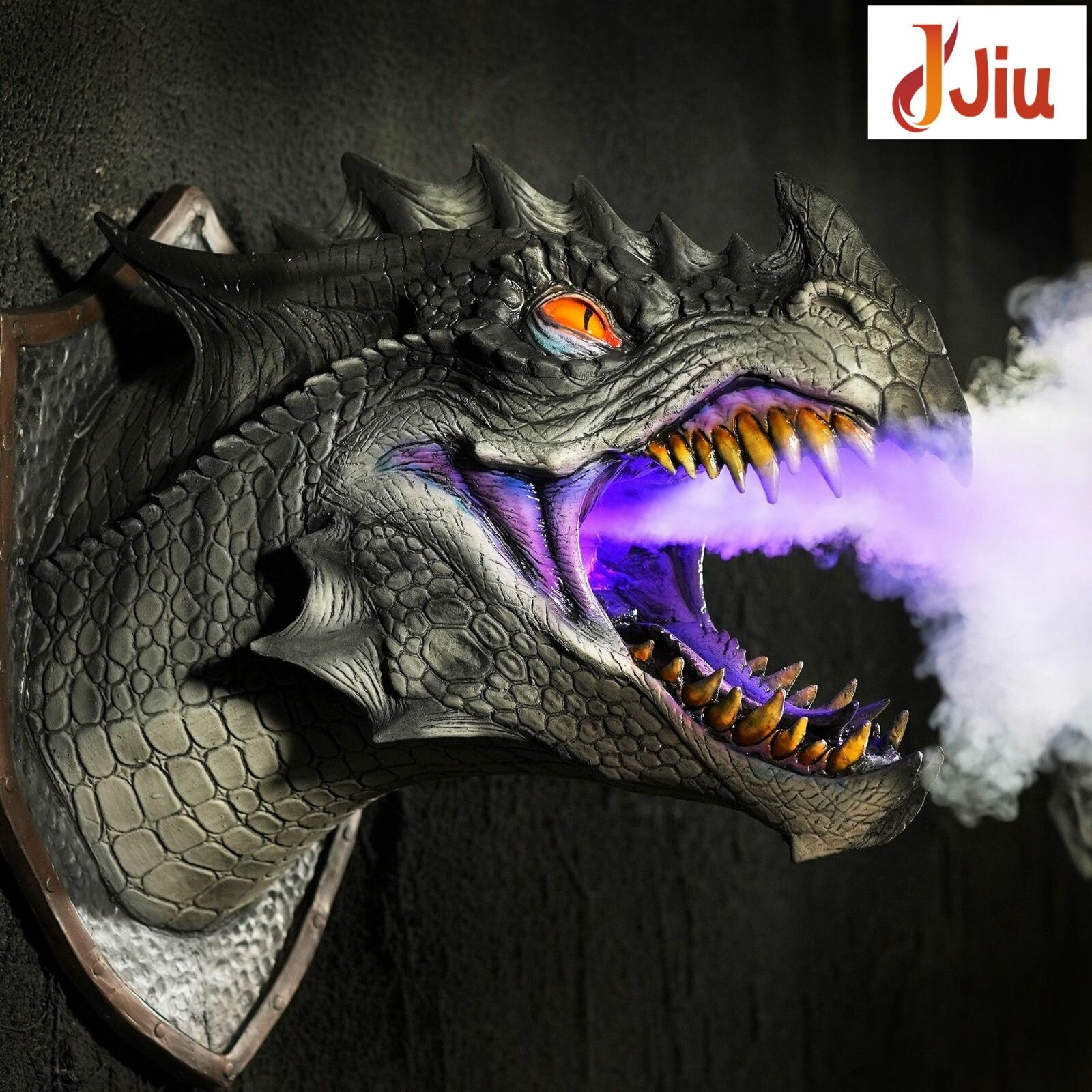 3D настенный декор головы динозавра со светодиодной подсветкой и спреем, домашние настенные украшения