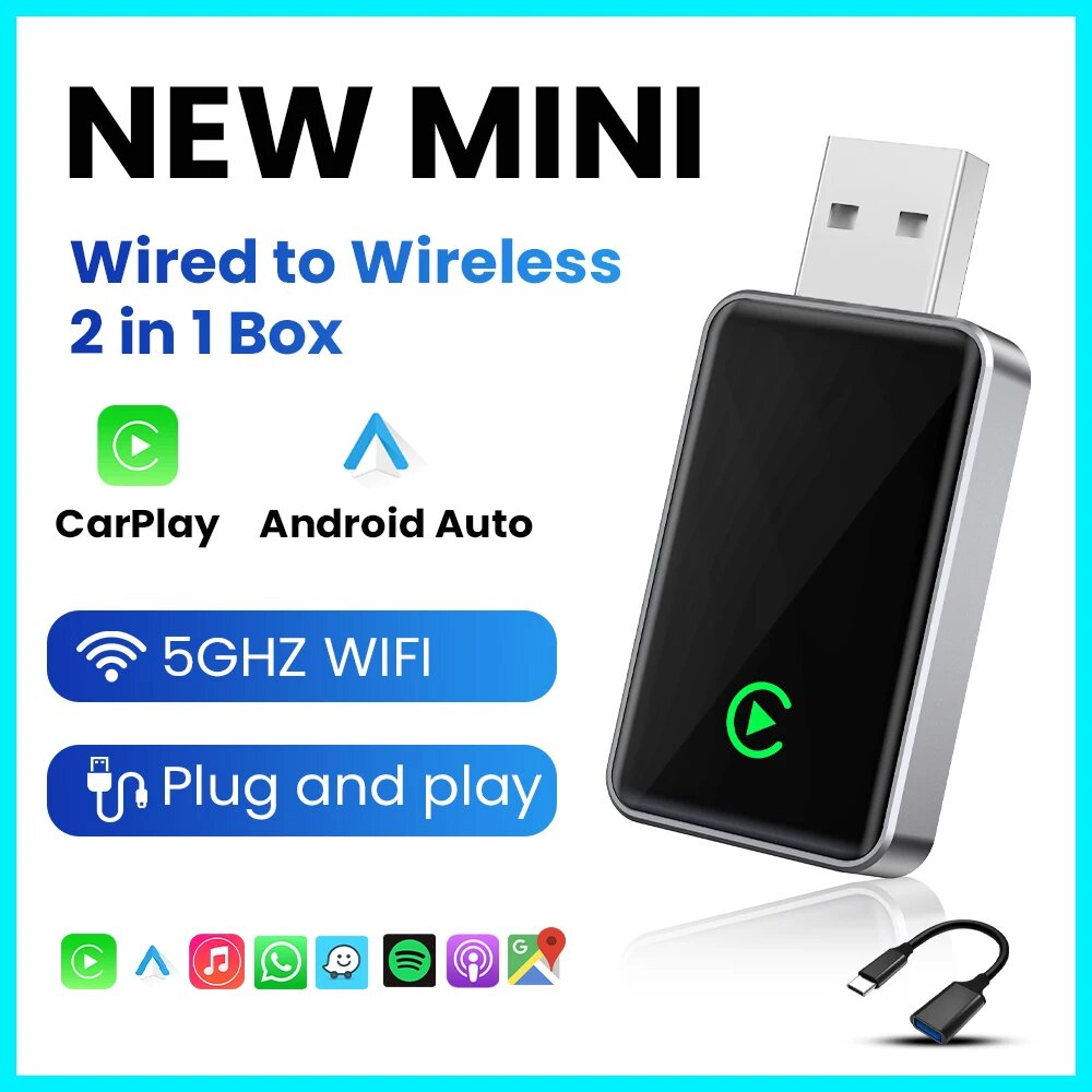 Беспроводной CarPlay Android Auto Plug And Play для Changan CS55 CS75 Беспроводной адаптер Smart Mini Box T1-Cable